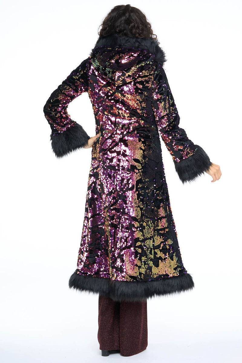 Deluxe Tamo Coat: Purple Rain + Black Faux Fur Trim – Tamo Design